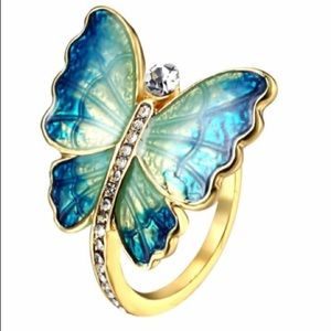 Jewelry | Gorgeous Blue Gold Butterfly Ring | Poshmark